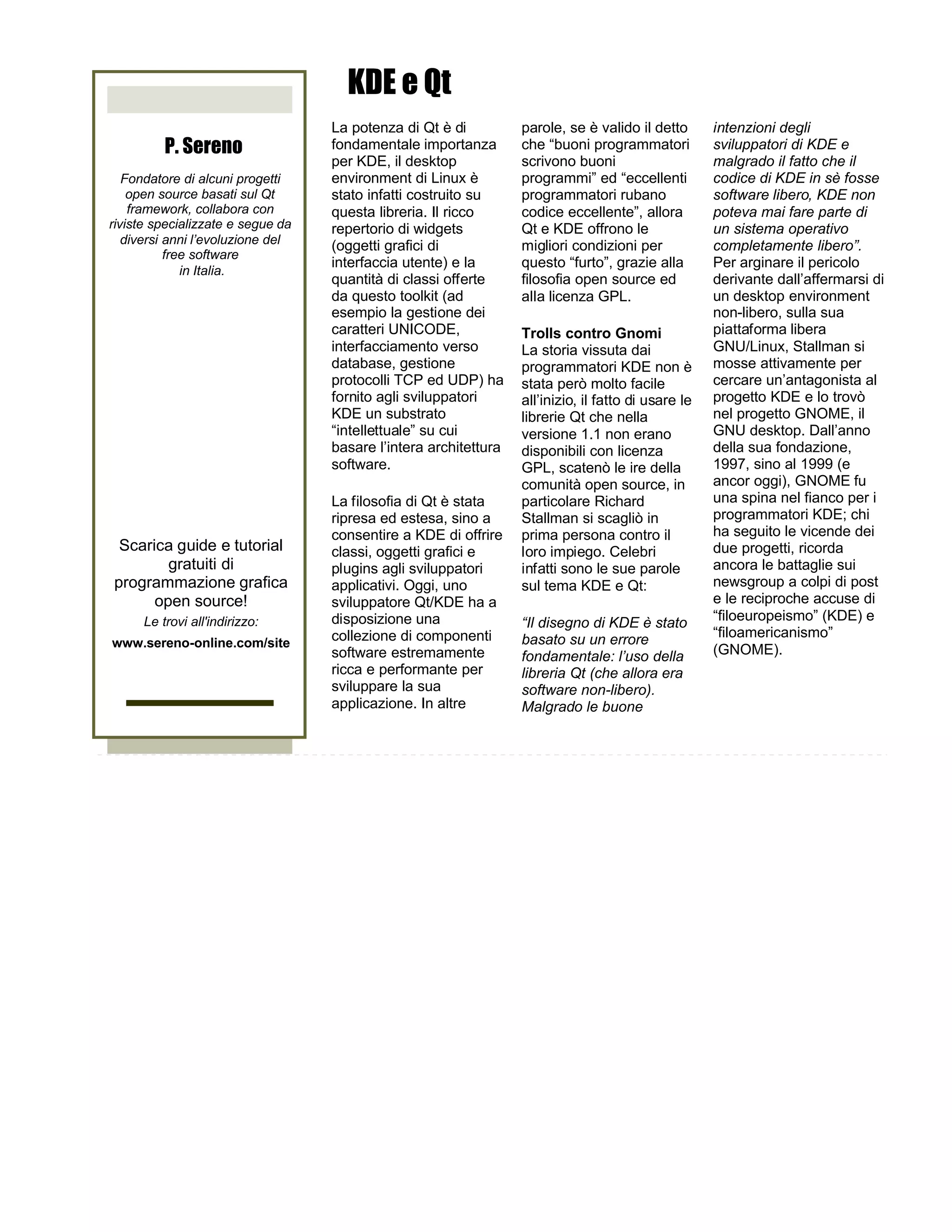 Che cosa è il Qt Framework | PDF