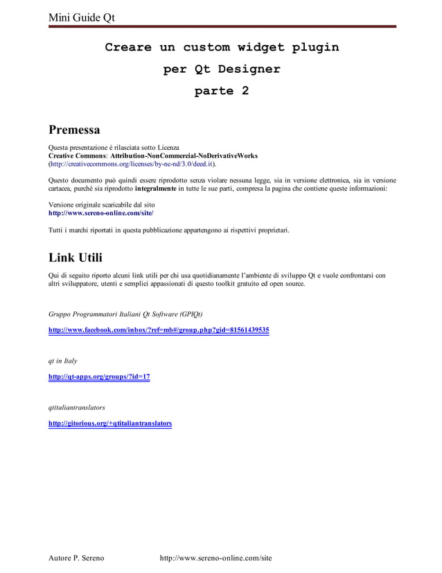 Qt Lezione4 Parte2: creare un custom widget plugin per Qt Designer | PDF