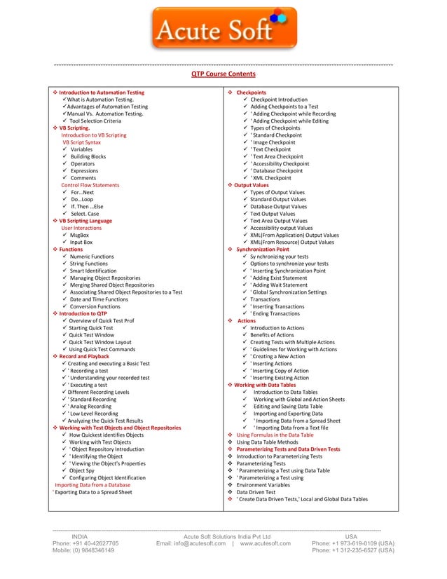 Qtp online training | PDF