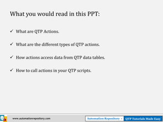 Actions in QTP | PPT