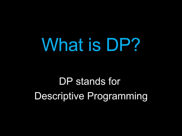 QTP Descriptive Programming | PPT