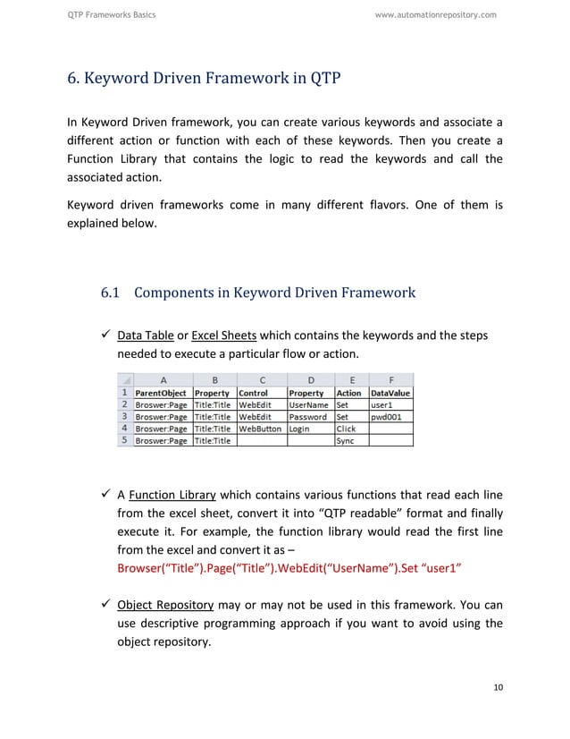 Basics of QTP Framework | PDF