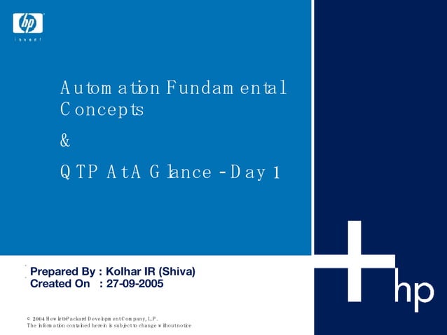 Qtp Training Deepti 1 Of 4187 | PPT