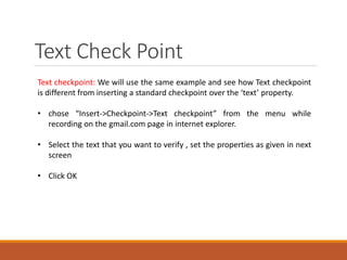 Qtp check points | PPT