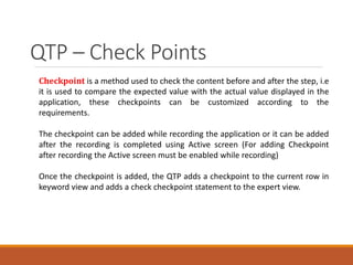 Qtp check points | PPT