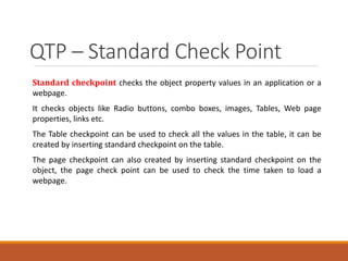 Qtp check points | PPT
