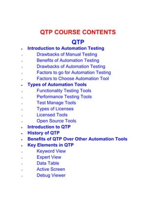 Qtp testing syllabus | PDF