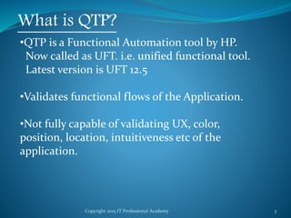 QTP Automation Testing Tutorial 2 | PPTX