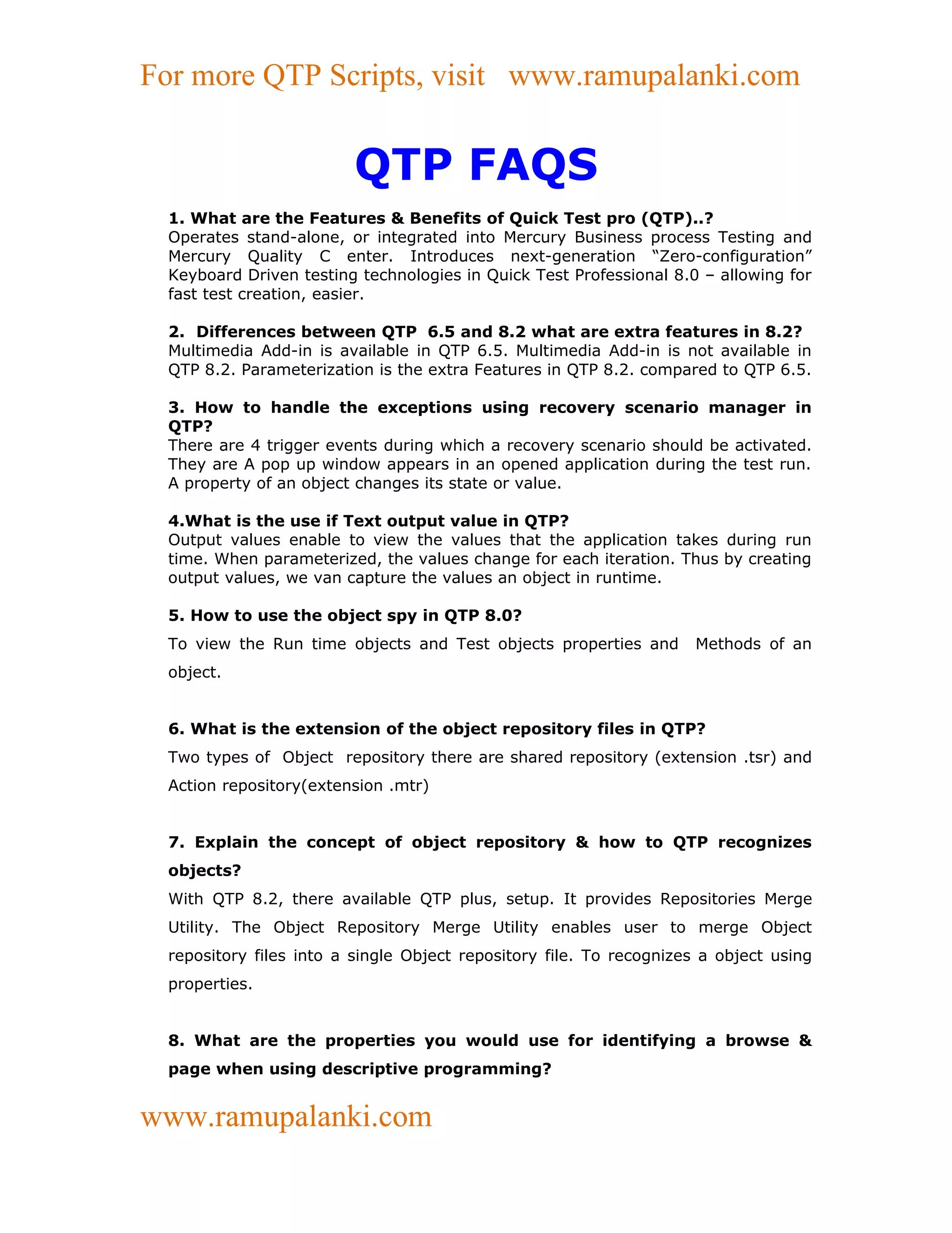 Qtp faqs | PDF