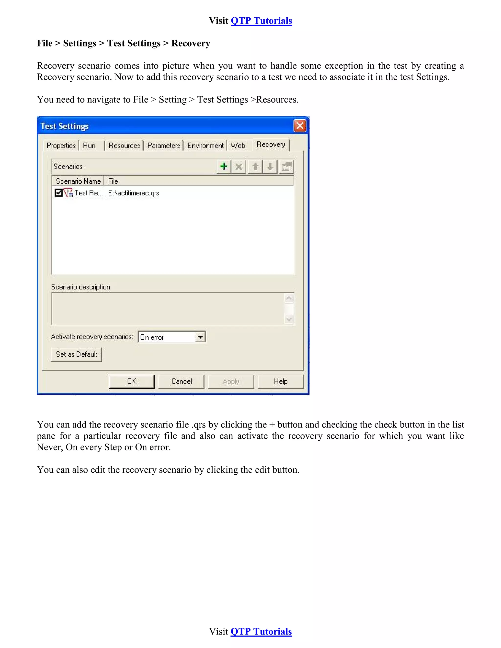 QTP Features Under Test Settings | PDF | Free Download