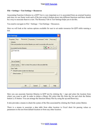QTP Features Under Test Settings | PDF