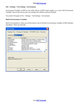 QTP Features Under Test Settings | PDF