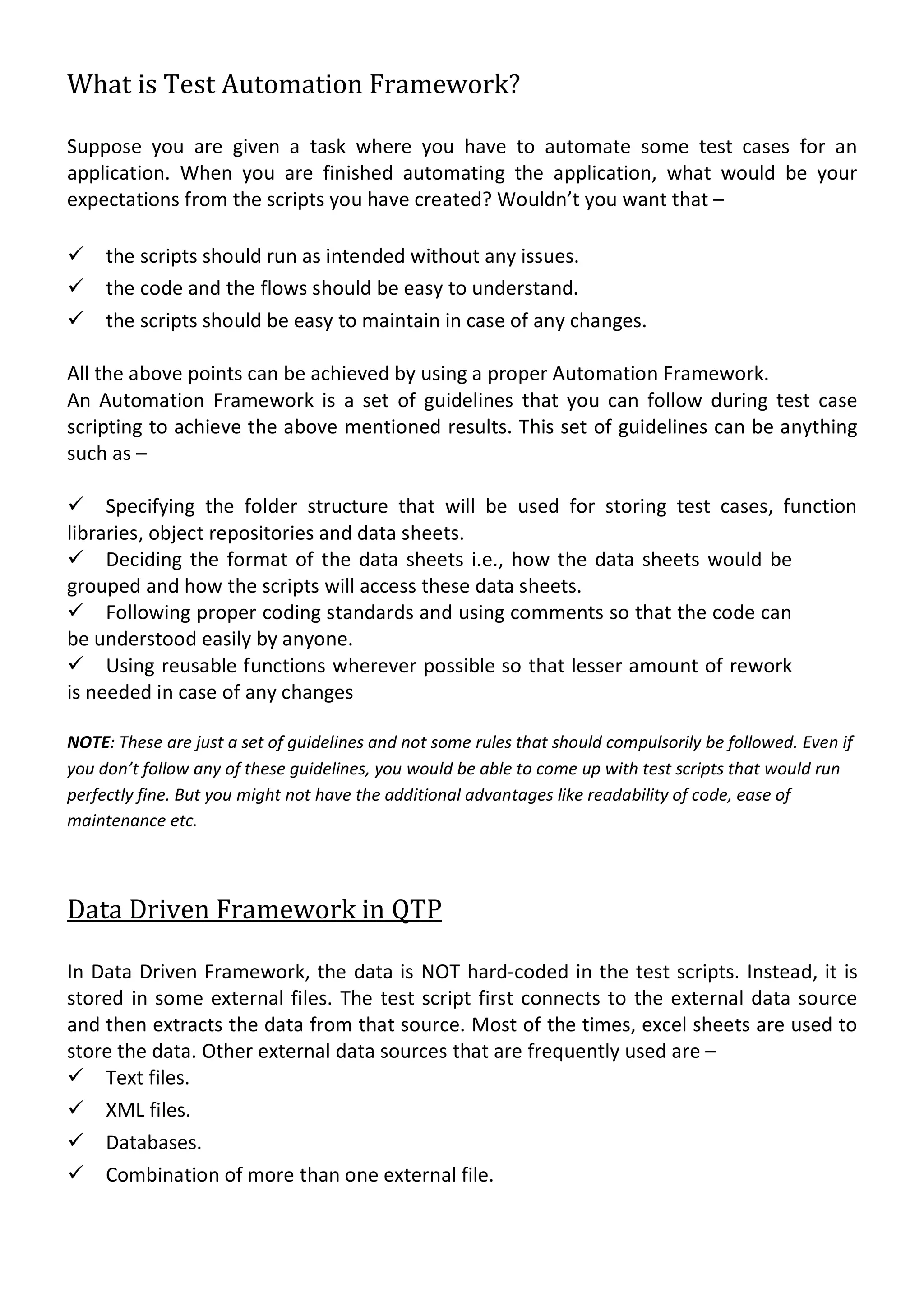 Qtp important frameworks | PDF | Programming Languages | Computing