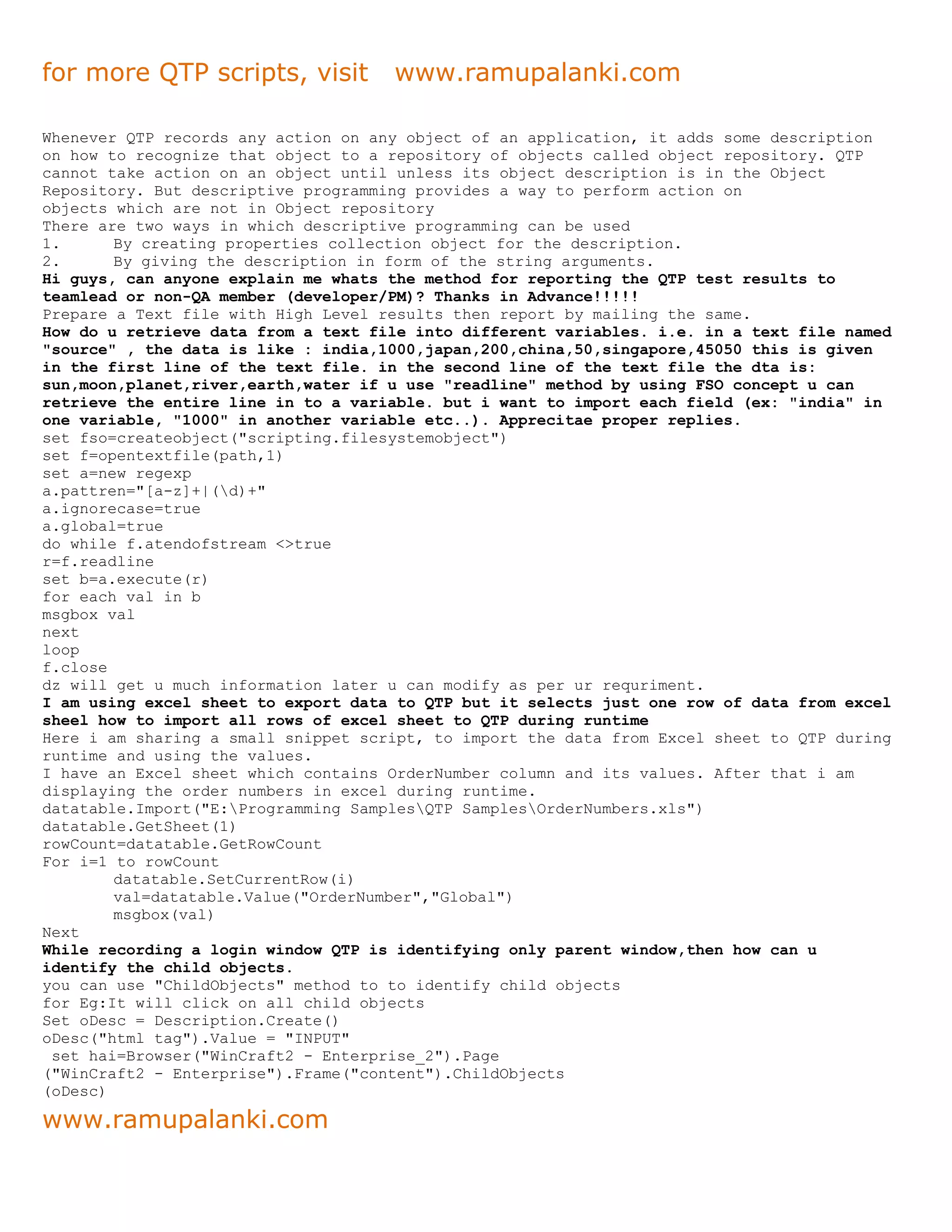 Qtp interview questions | PDF