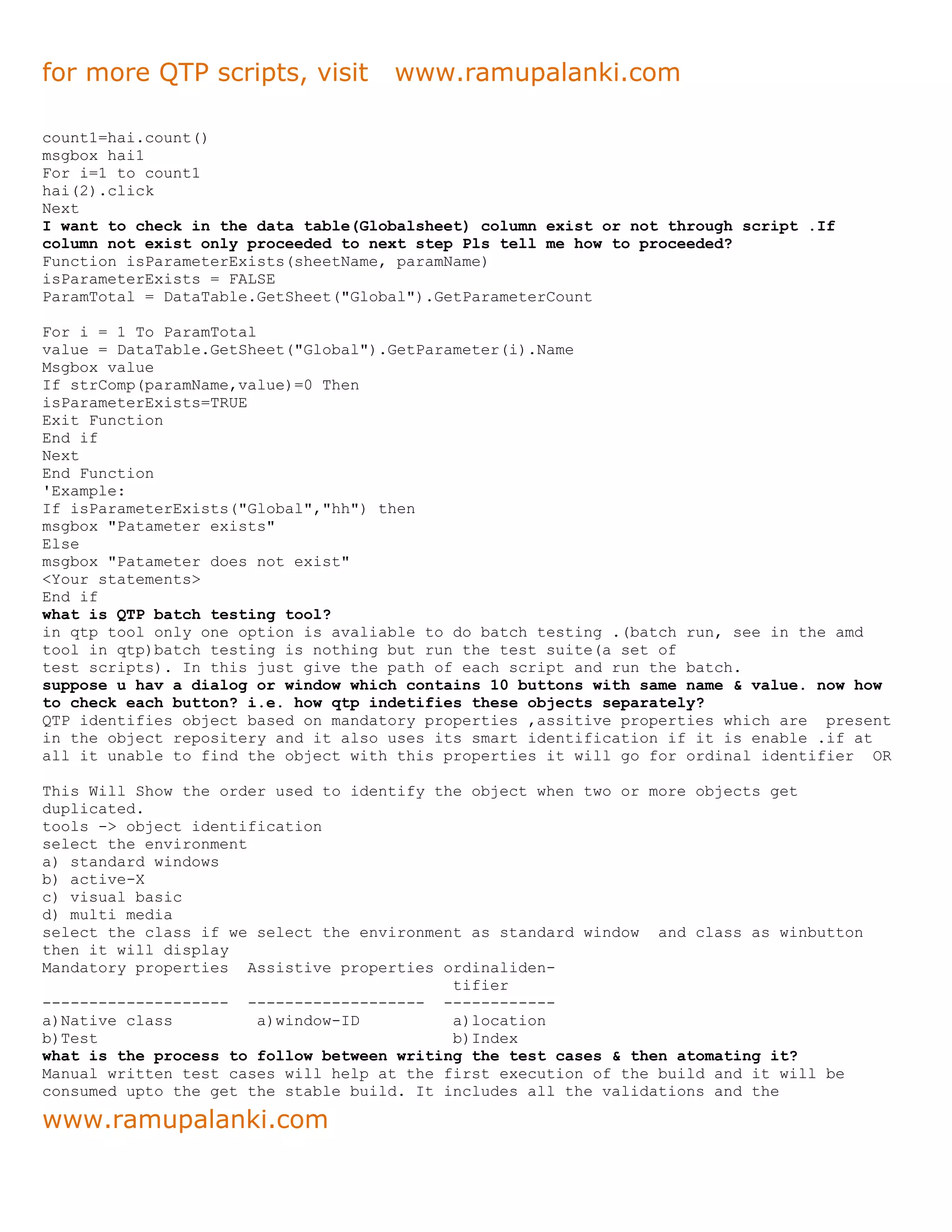 Qtp interview questions | DOC | Internet | Computing