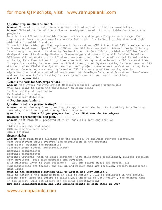 Qtp interview questions | DOC | Internet | Computing