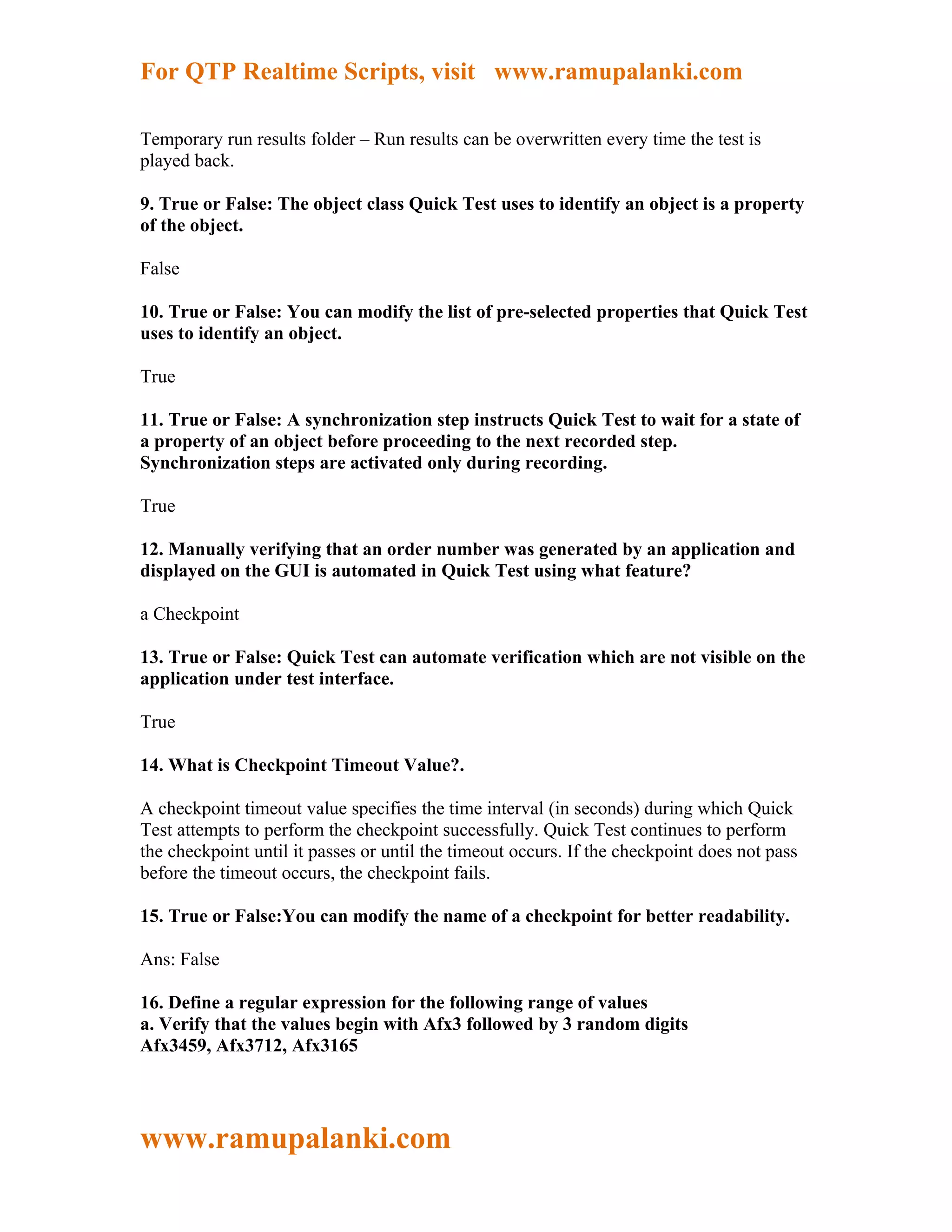 Qtp interview questions3 | PDF