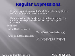 Qtp manual testing tutorials by QuontraSolutions | PPT