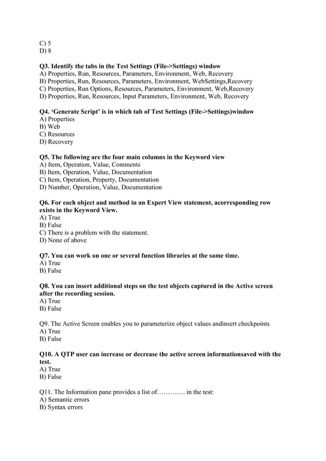 Qtp questions | PDF