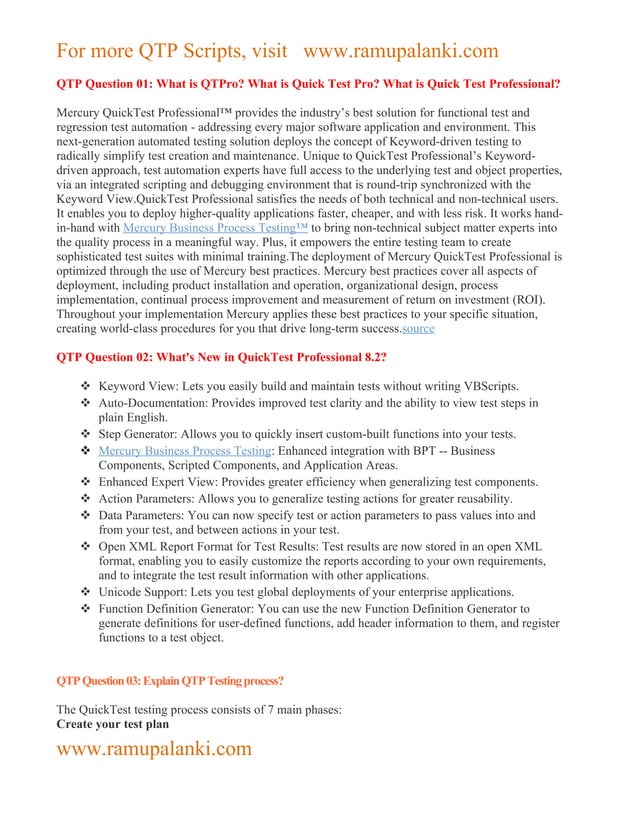 Qtp questions and answers | DOC