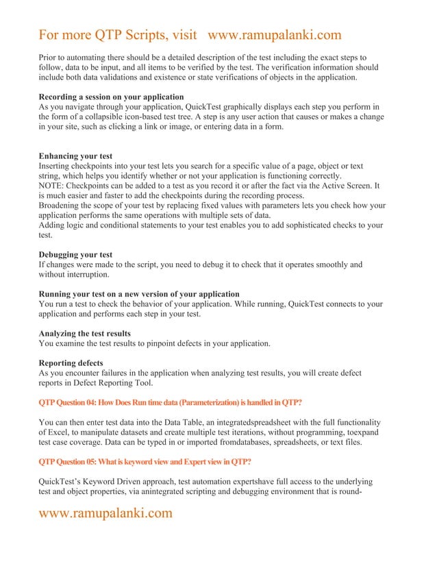 Qtp questions and answers | DOC