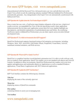 Qtp questions and answers | DOC