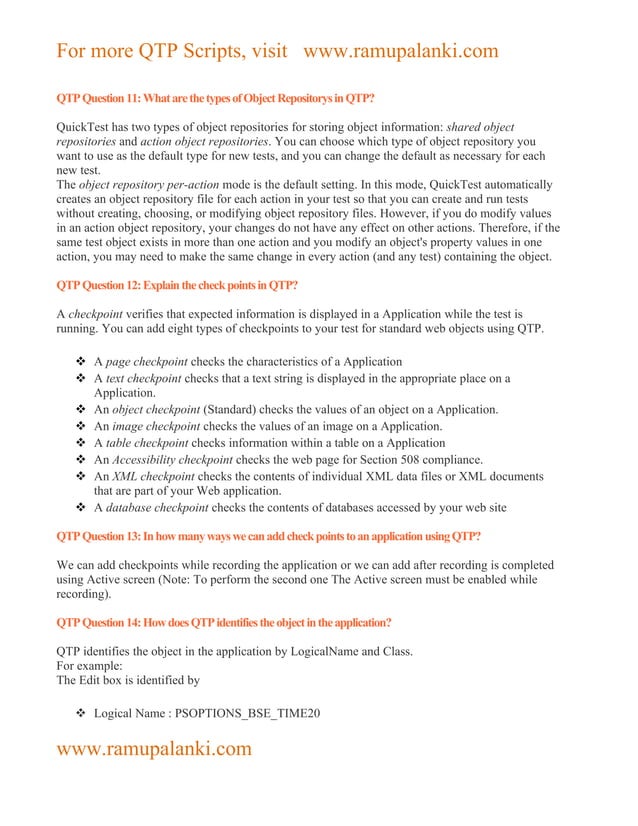 Qtp questions and answers | DOC