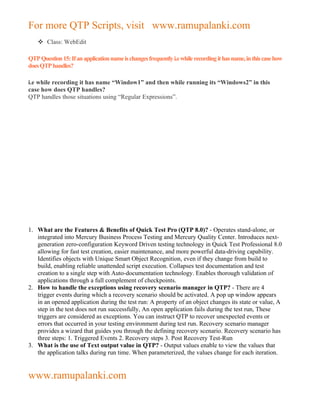Qtp questions and answers | DOC
