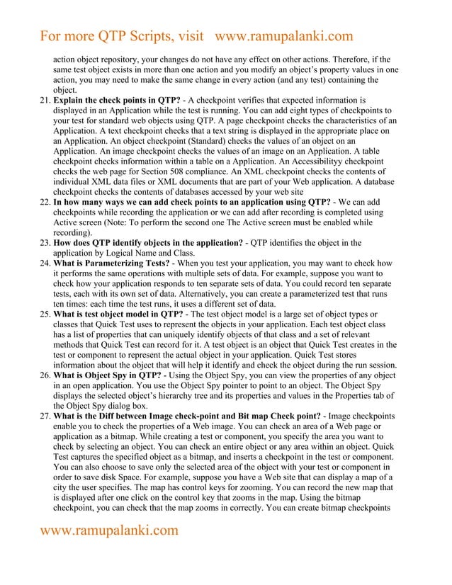 Qtp questions and answers | DOC