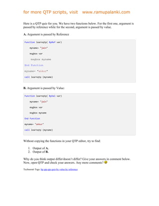 Qtp quiz for you | DOC | Programming Languages | Computing