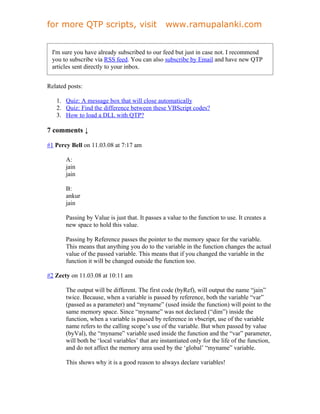 Qtp quiz for you | DOC | Programming Languages | Computing