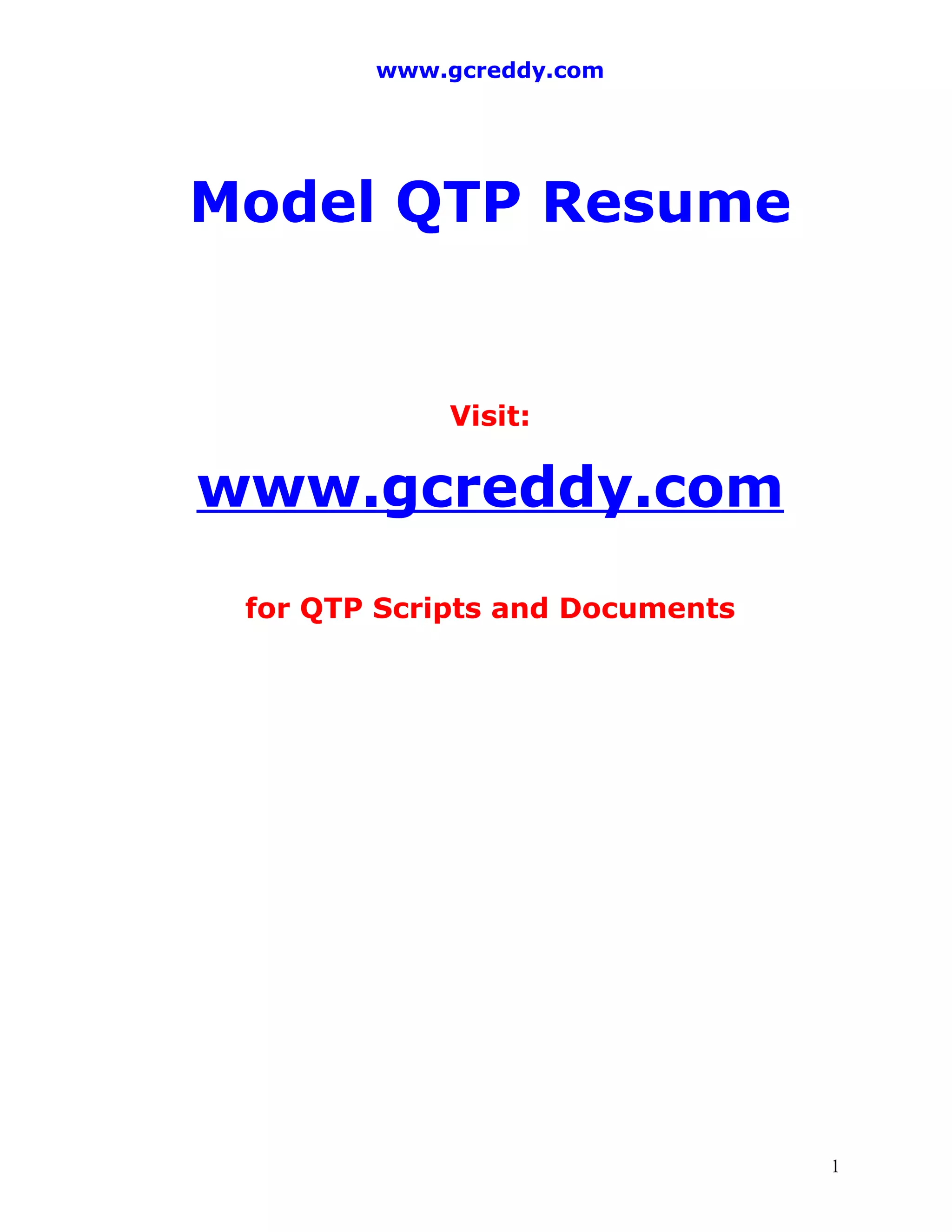 Qtp Resume | PDF