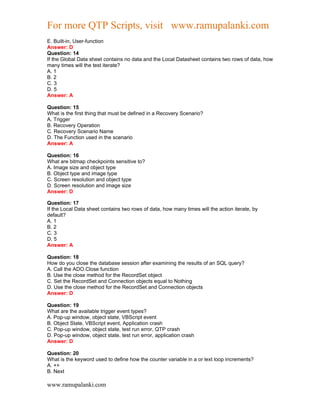 Qtp sample certification questions and answers | PDF