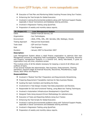 Qtp sample resume | DOC
