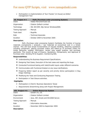 Qtp sample resume | PDF