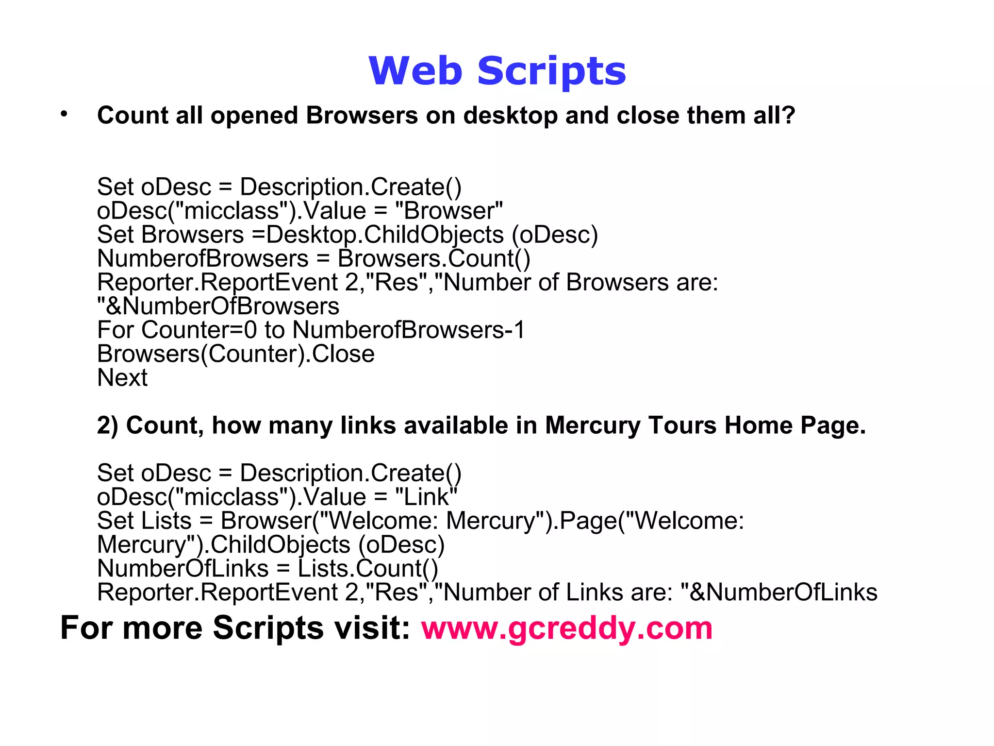 Qtp Scripts Ppt