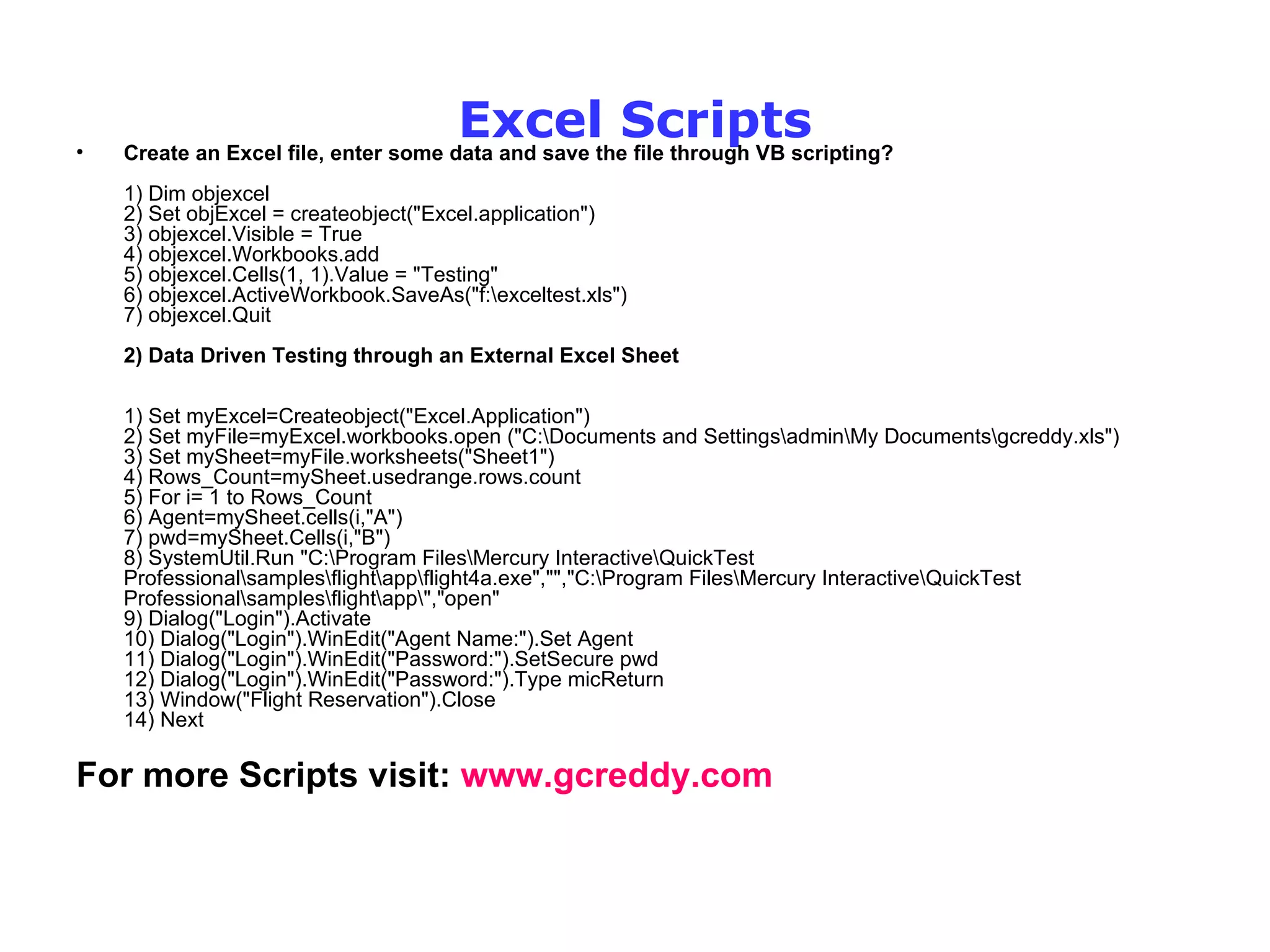 Qtp Scripts Ppt