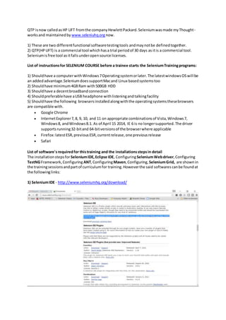 Qtp selenium Course Instructions & Installation Steps | PDF