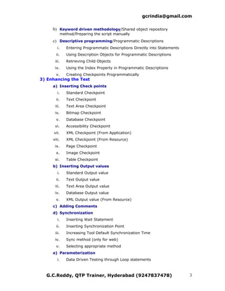 Qtp Summary | DOC | Databases | Computer Software and Applications