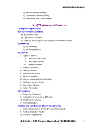 Qtp Summary | DOC | Databases | Computer Software and Applications