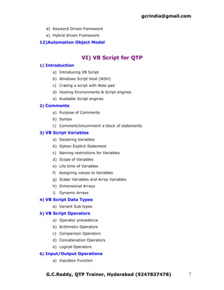 Qtp Summary | DOC | Databases | Computer Software and Applications