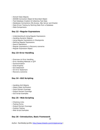 Qtp training | DOC | Programming Languages | Computing