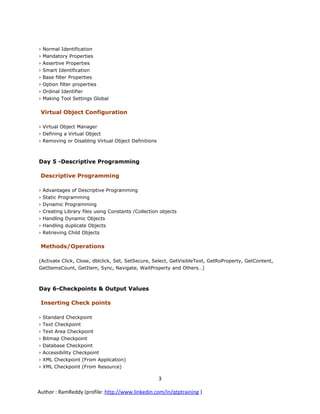 Qtp training | DOC | Programming Languages | Computing