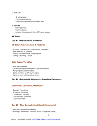 Qtp training | DOC | Programming Languages | Computing