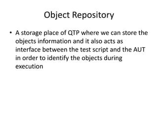 Qtp training session II | PPT