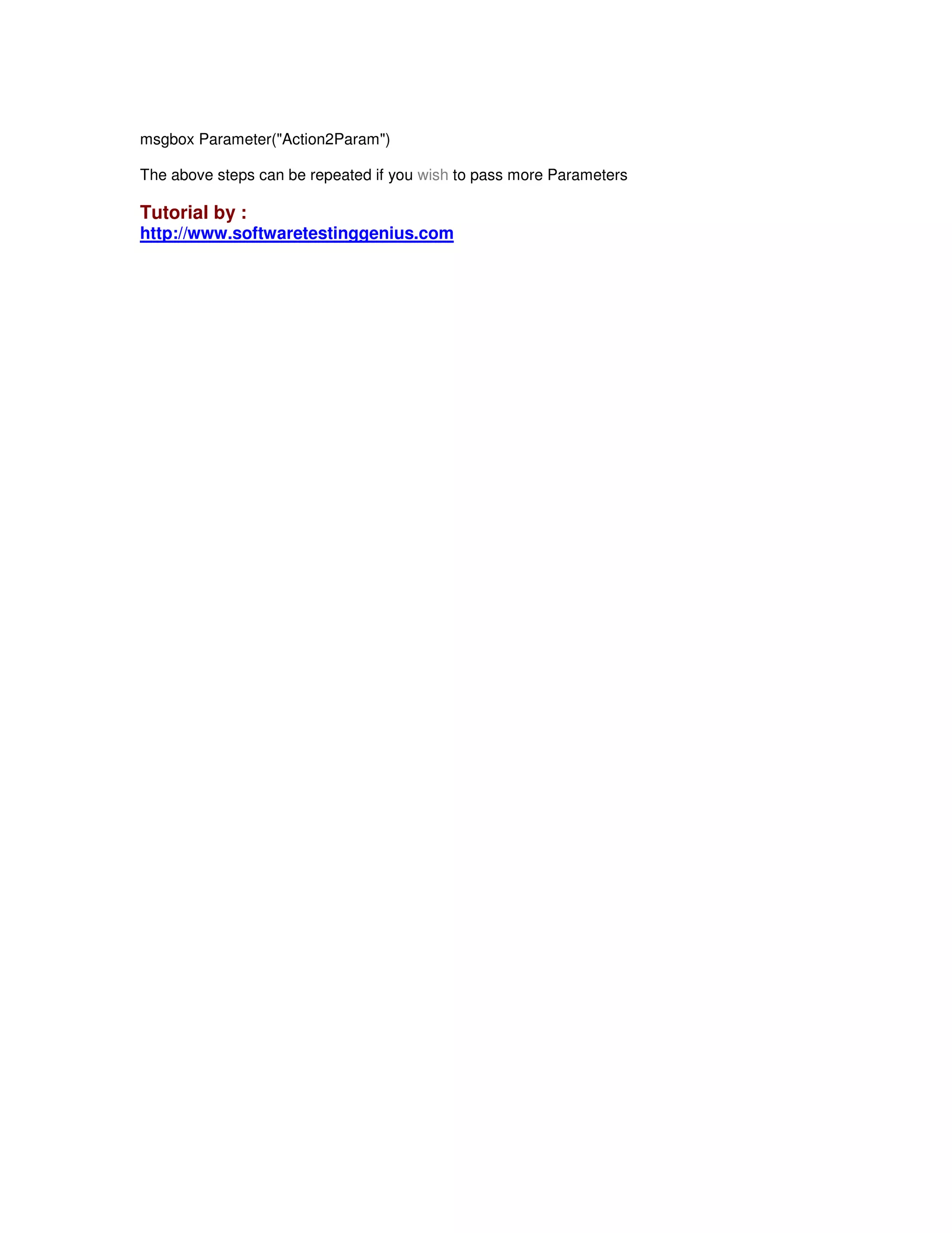 Qtp Tutorial 5 Passing Parameters Between Actions | PDF Qtp Tutorial 5 Passing Parameters Between Actions | PDF