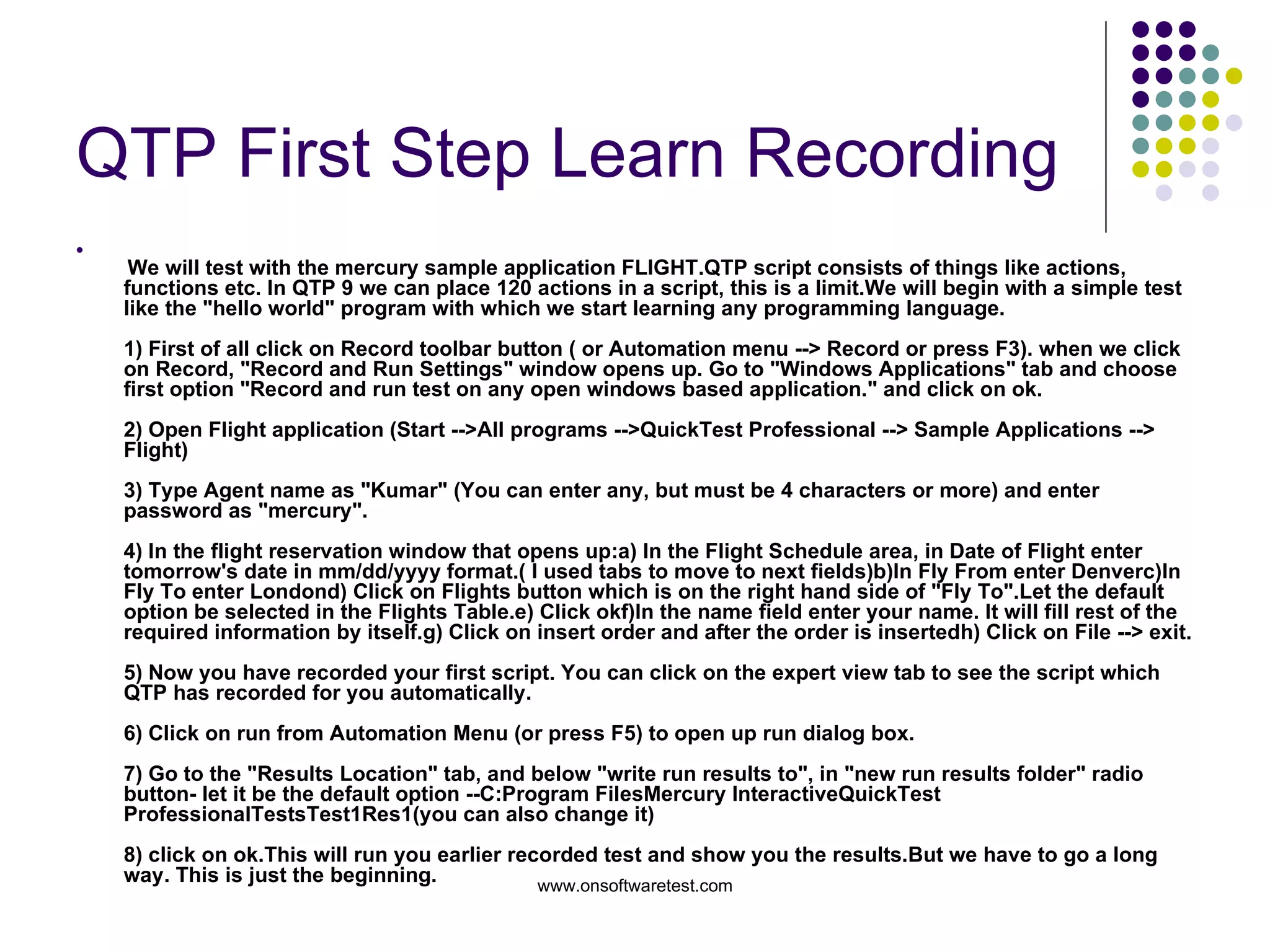 Qtp Tutorials Ppt Computer Software And Applications Computing