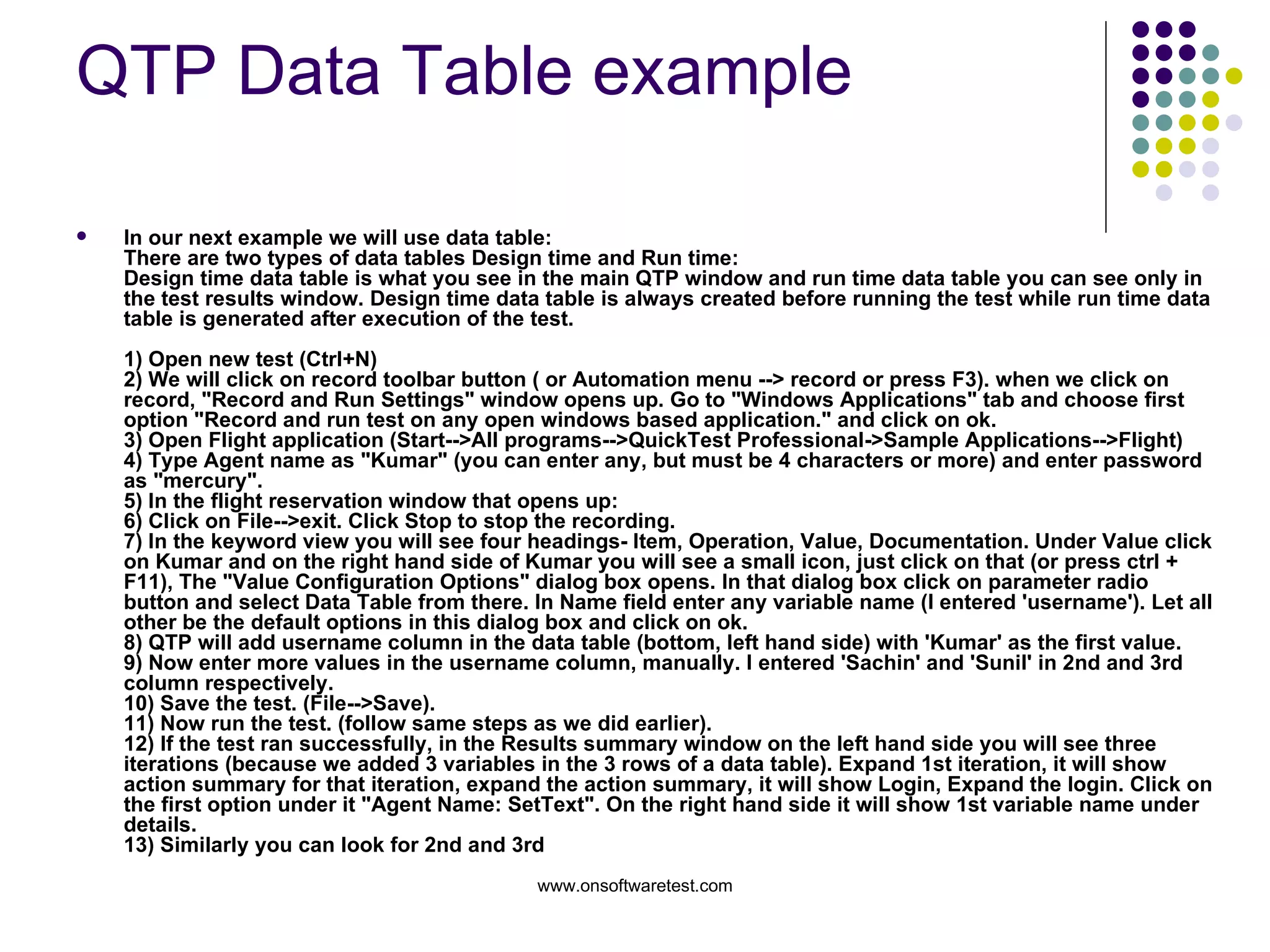 Qtp Tutorials | PPT | Computer Software and Applications | Computing