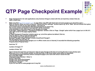 Qtp Tutorials | PPT | Computer Software and Applications | Computing