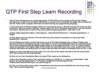 Qtp Tutorials | PPT | Computer Software and Applications | Computing
